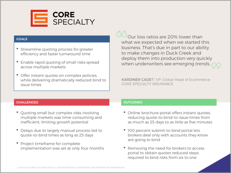 Core Specialty Insurance - Duck Creek