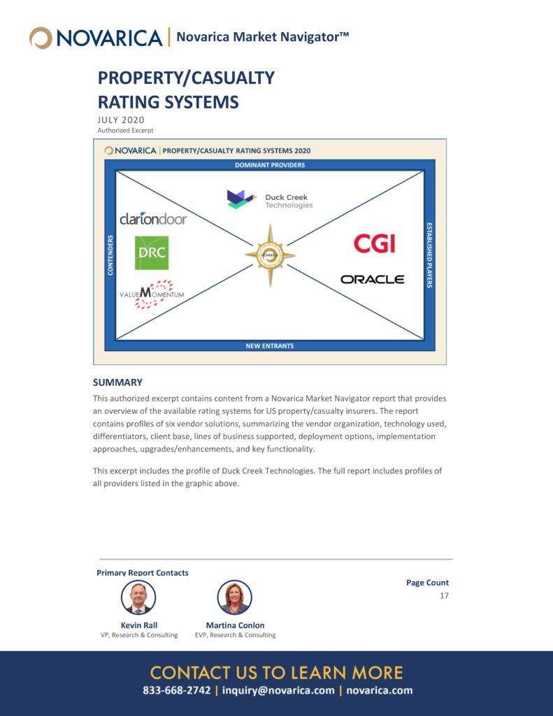 Novarica Market Navigator: Property/Casualty Rating Systems, published ...