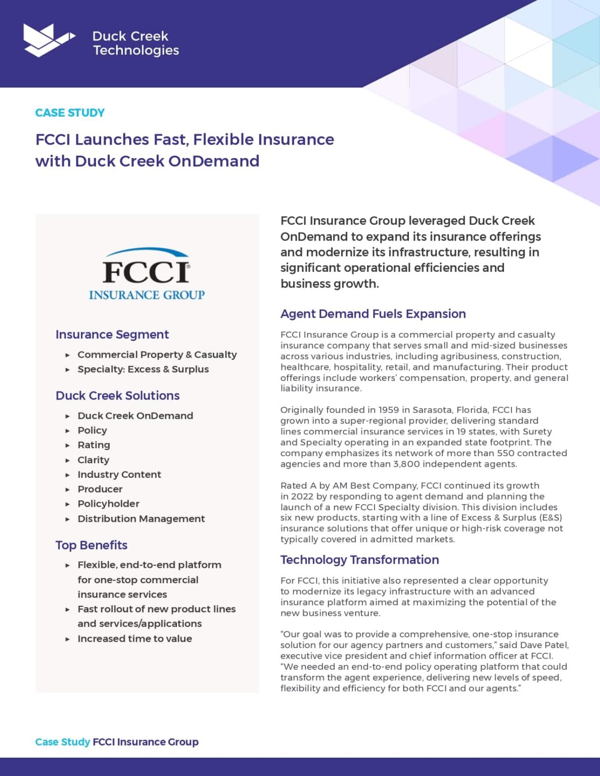 FCCI Case Study TY - Duck Creek